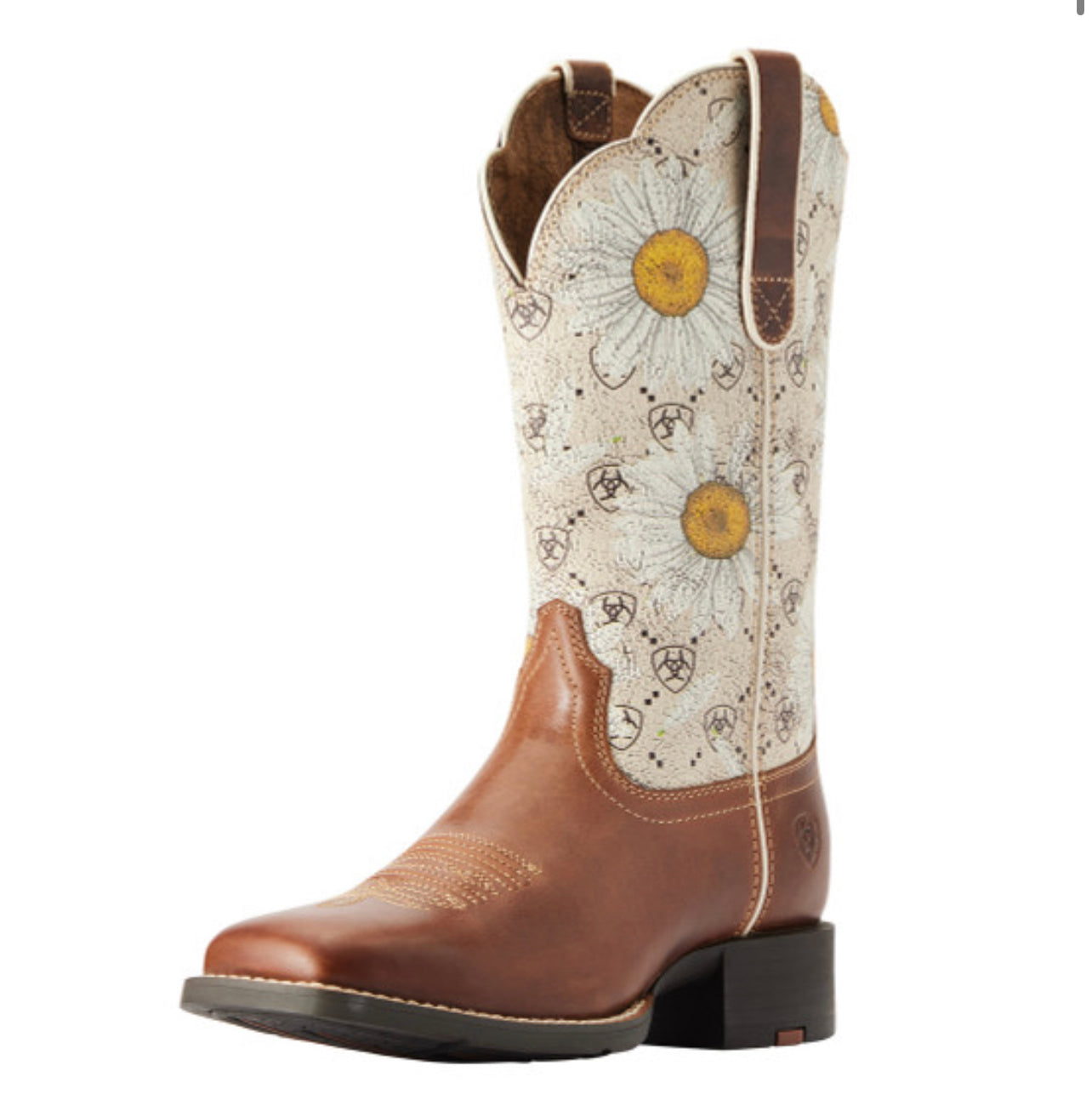 Ariat Round Up Square Toe Daisy Western Boot – Fog + Fern Clothing Co.