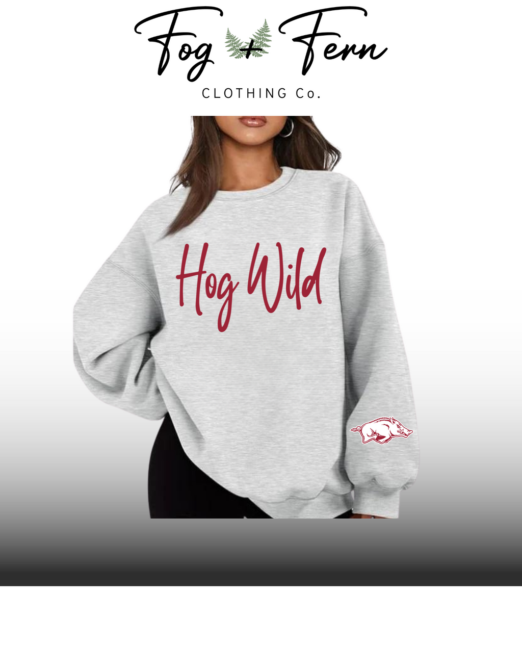 AR Razorback Hog Wild Design (Adult + Youth) – Fog + Fern Clothing Co.