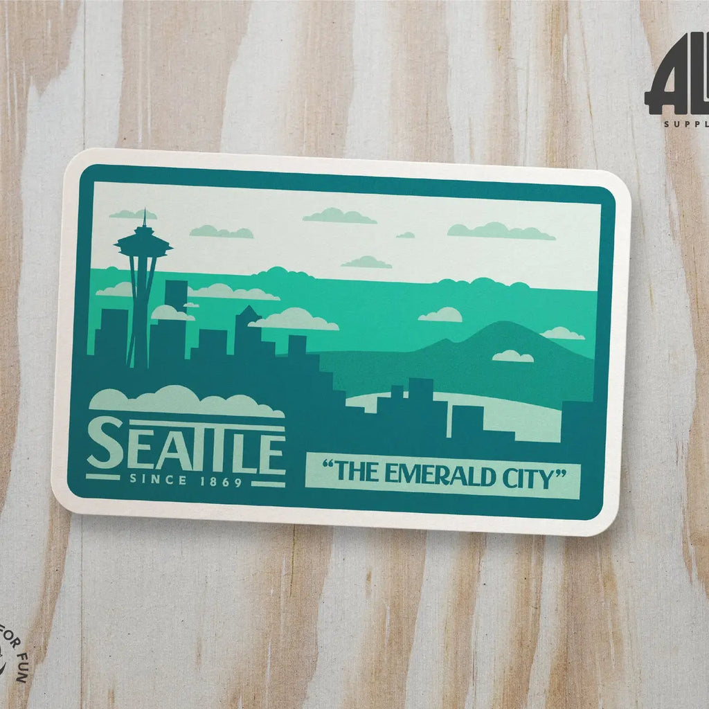 Seattle Skyline Sticker - Seattle Sticker – Fog + Fern Clothing Co.